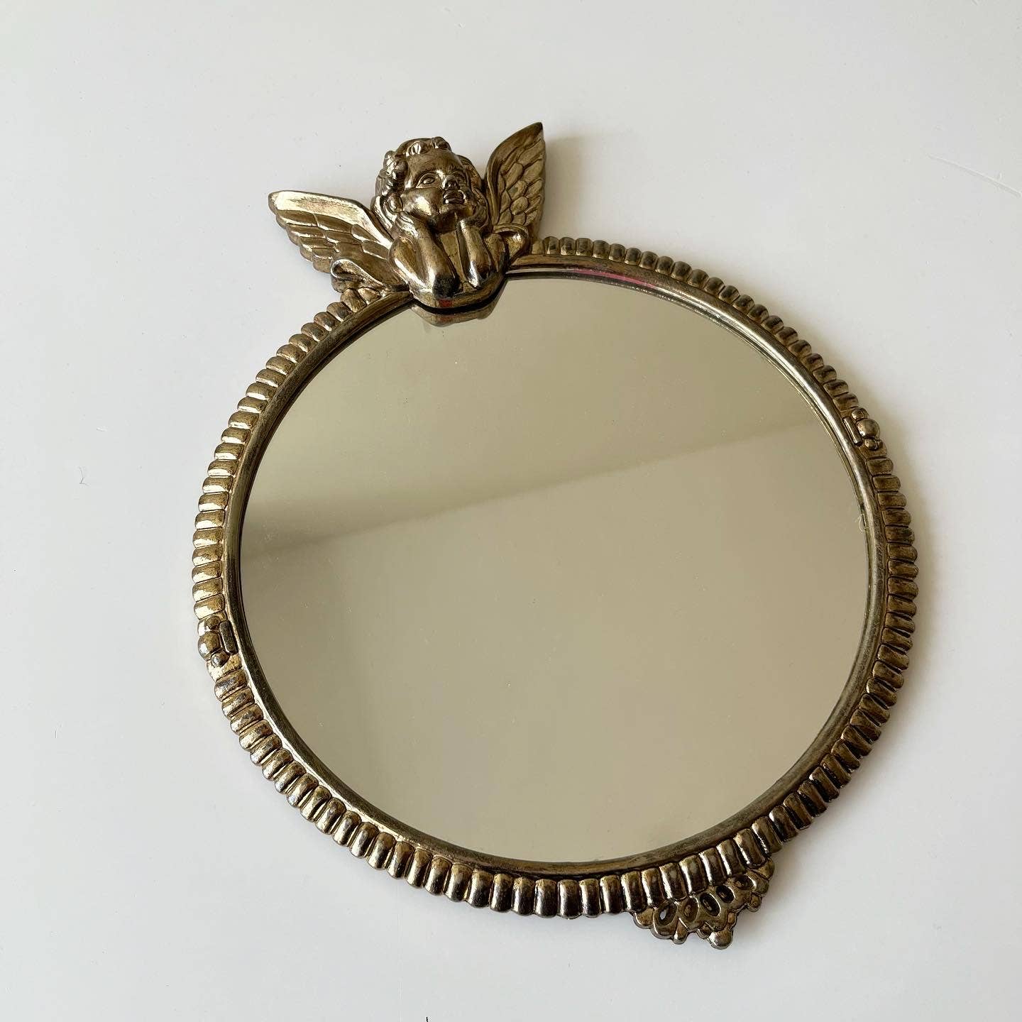 Vintage Antique Finish Gold Small Round Angel Mirror – Thanks, It's ...